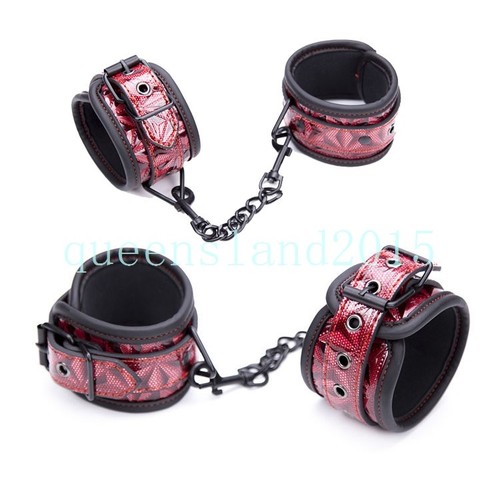 PU Leather Hog Tie Leg Back Ankle Cuffs BDSM Wrist Restraint Bondage ...