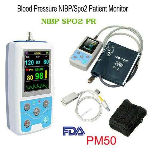 FDA CE PM50 Portable Patient Monitor Vital Signs NIBP SPO2 Pulse Rate ...