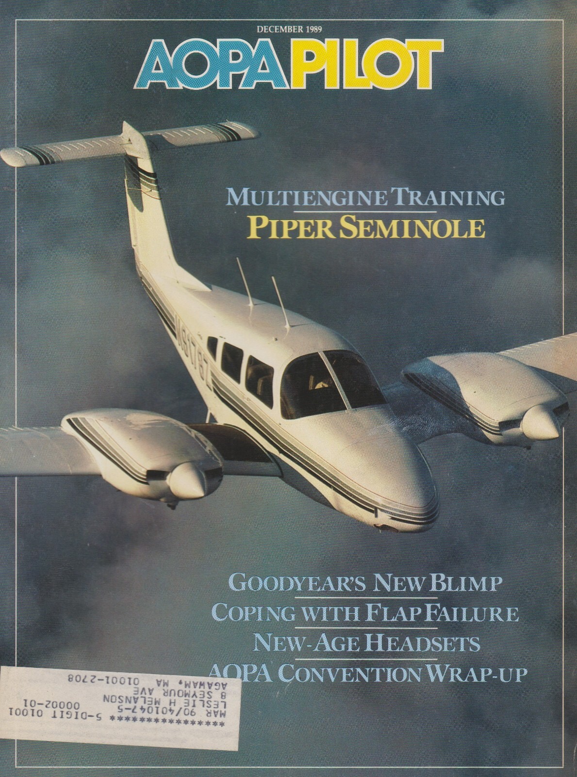 AOPA Pilot (Dec 1989) Piper PA-44 Seminole, Goodyear Blimp, Flap ...