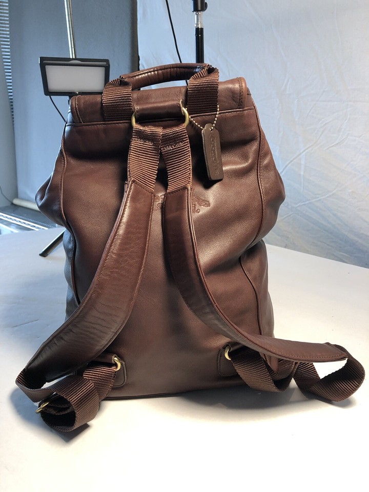 Vintage Coach Leather Backpack Brown USA Made 0529 Drawcord Buckle ...