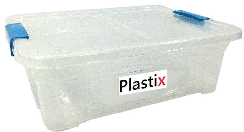 Plastic Storage Box Clear Boxes with Lids Clip Locking Large Store Home ...