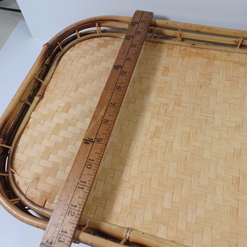 Rattan Tiki Bar Serving Trays Bamboo Woven Wicker 19x13" Set 6 Vintage ...