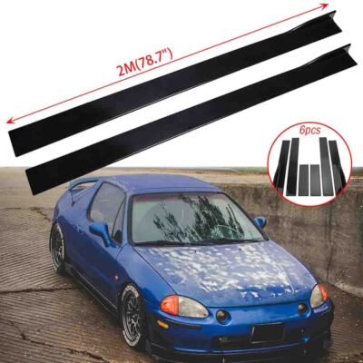 78.7" Side Skirts Extension Rocker Panels Lip For Honda Civic Del Sol ...