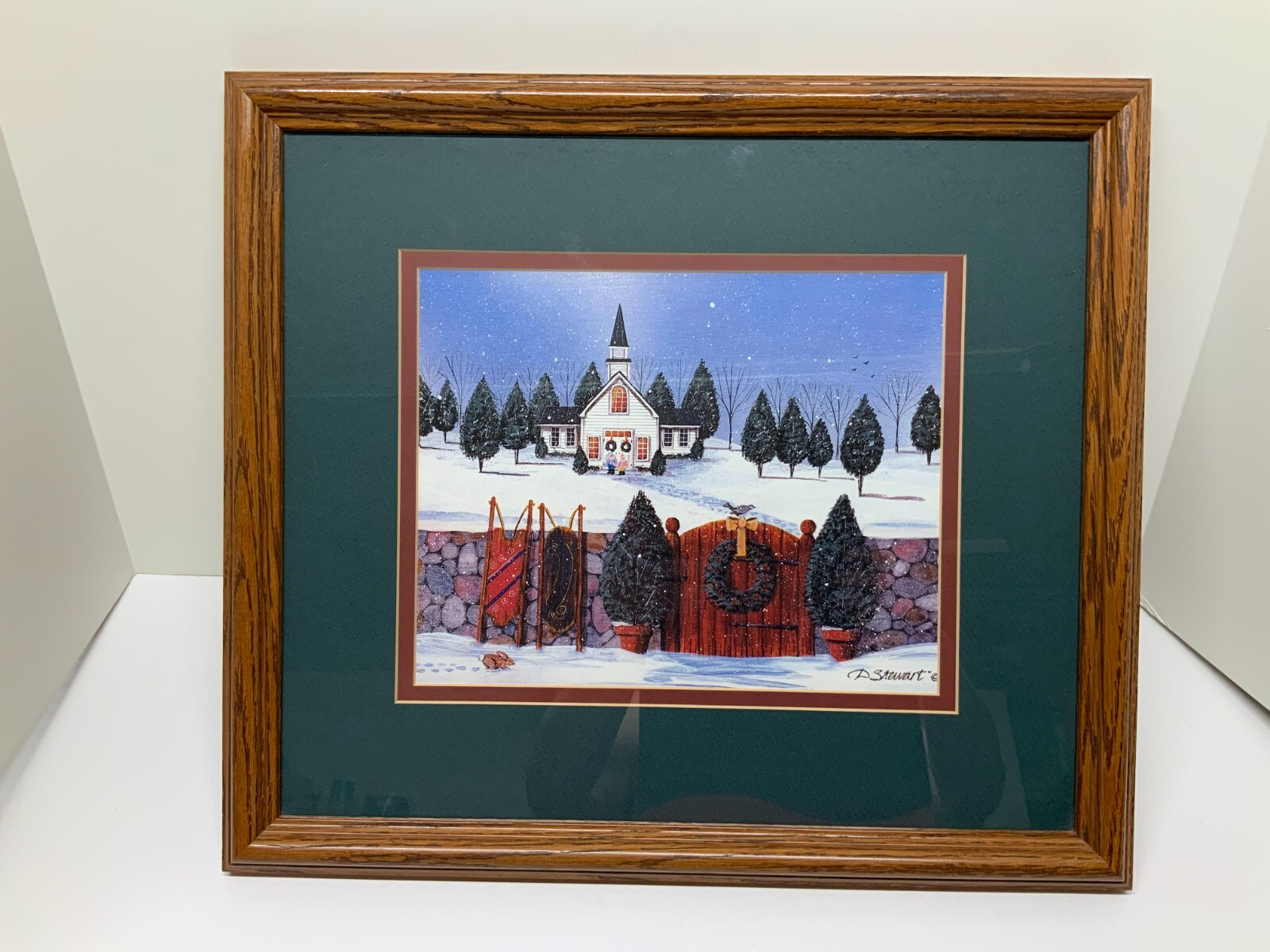 Debby Stewart D Americana Folk Art Print, Winter Afternoon, Signed, Framed | eBay