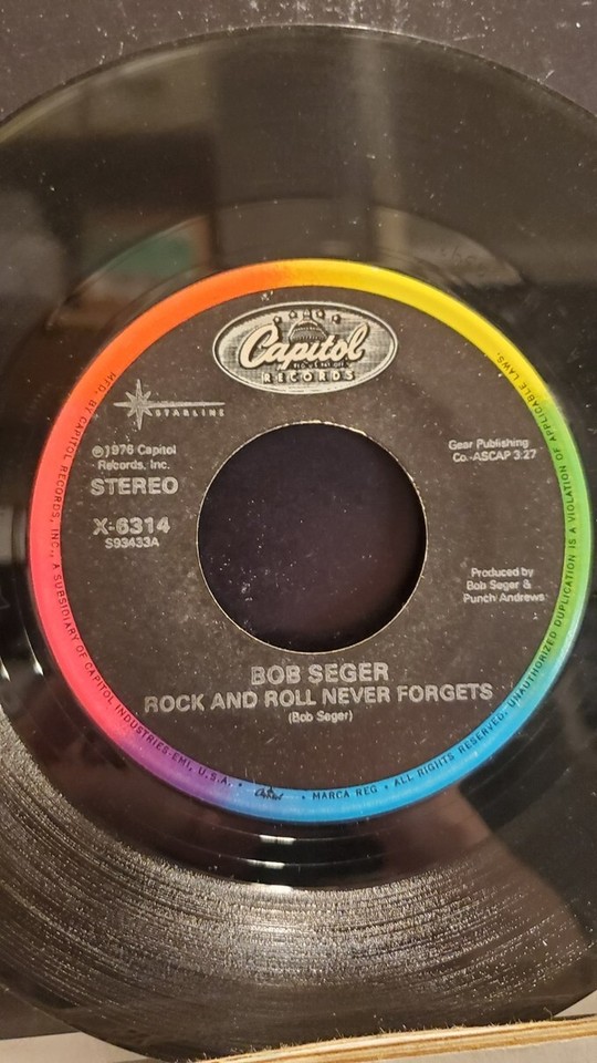 BOB SEGER 7" 45 RPM "Hollywood Nights" & "Rock & Roll Never Forgets ...