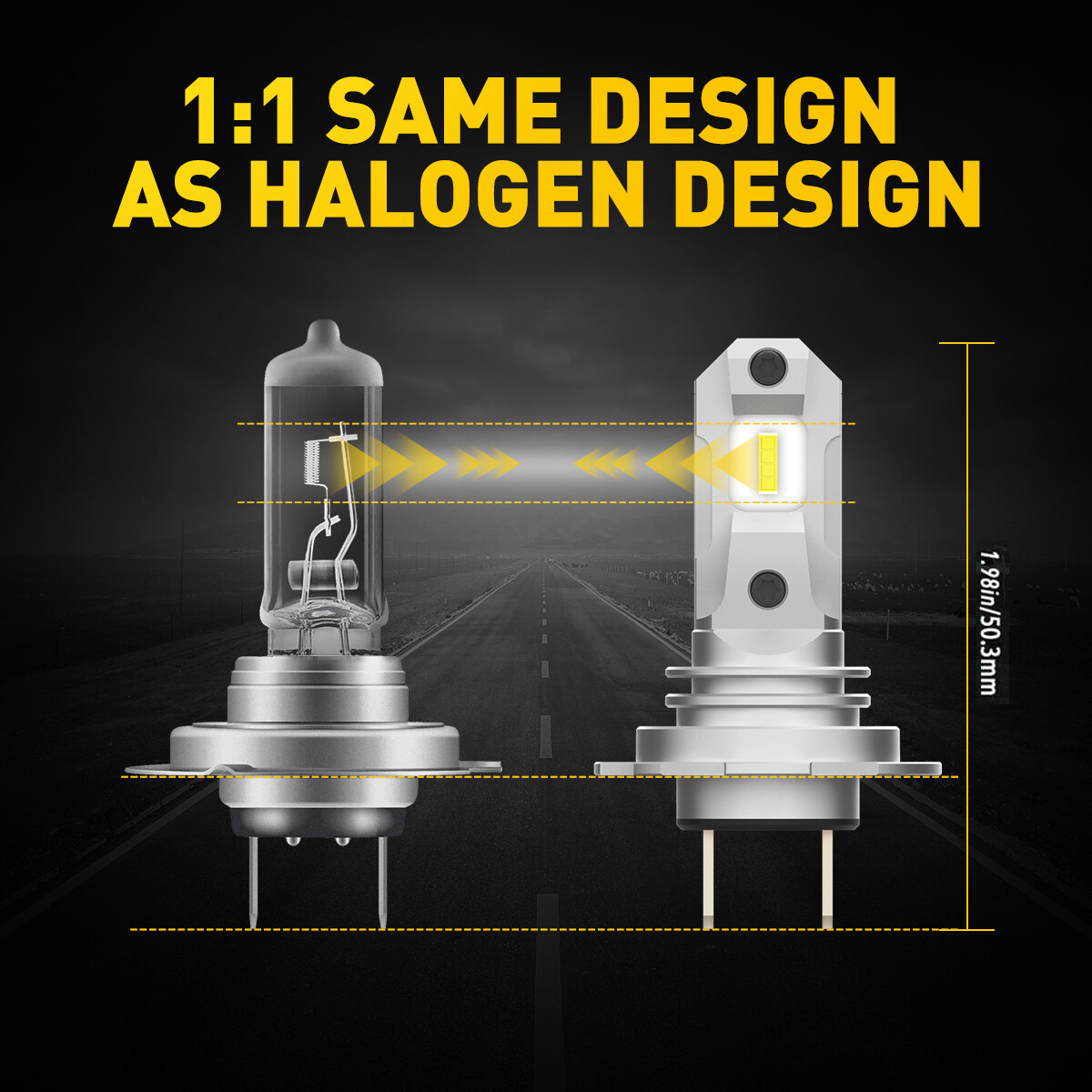 Pair H7 LED Headlight Bulb Globes High/Low Beam 20000LM Super Bright ...