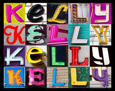 KELLY Name Poster featuring photos of actual sign letters | eBay
