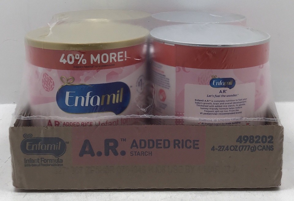 Enfamil A.R. Infant Added Rice Milk Based Formula - 4, 27.4oz Cans EXP ...