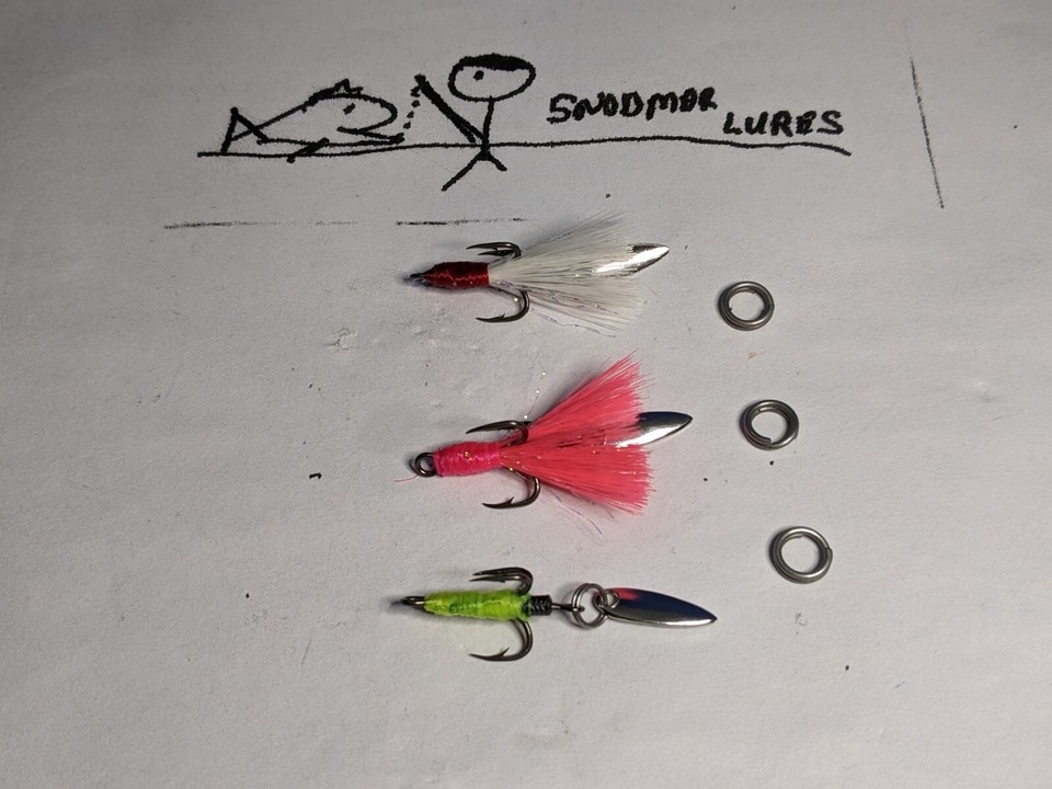 3 - Treble Hooks Size 8 With willow blades and split rings | eBay