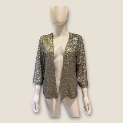 Busby & Fox Emma Vowles Sequinned Sliver Jacket Med UK 10-12 | eBay UK