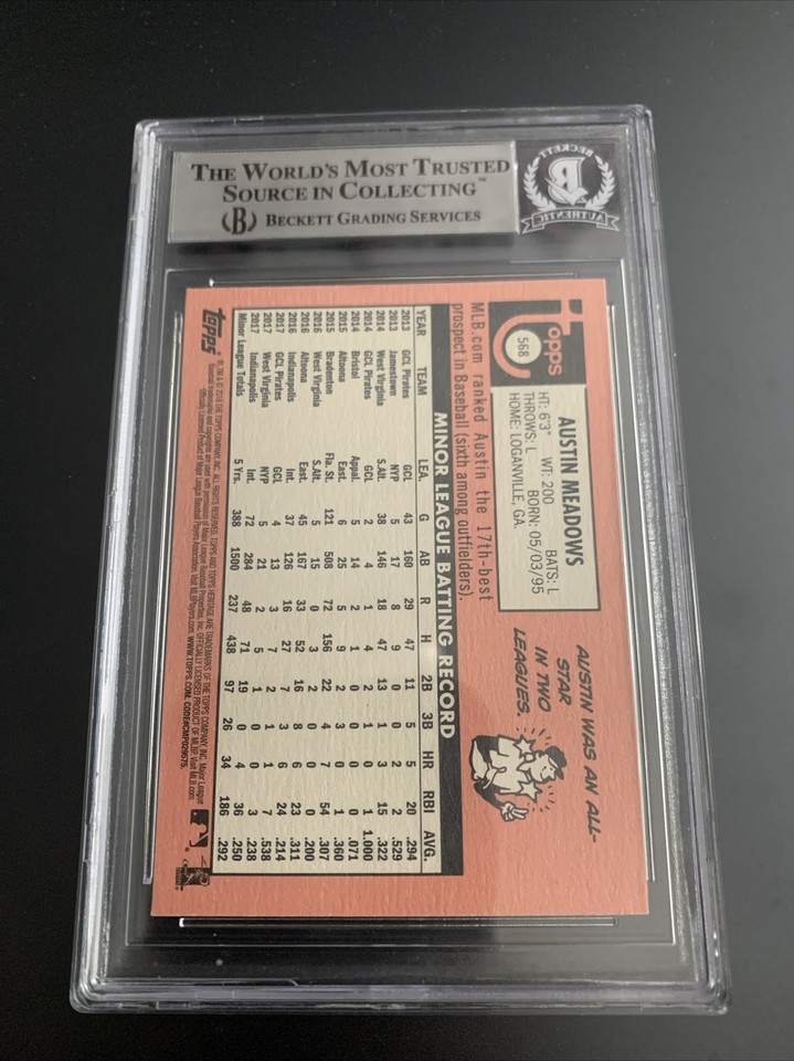 2018 HERITAGE AUSTIN MEADOWS PIRATES RAYS AUTOGRAPHED SIGNED BASEBALL ...