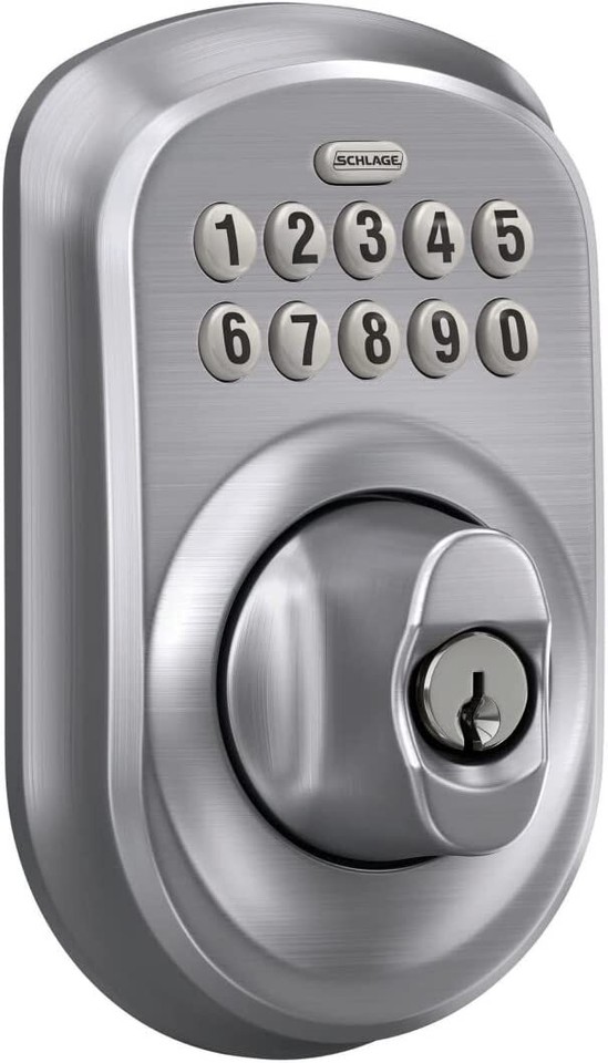 SCHLAGE BE365 V PLY Plymouth Keypad Deadbolt, Electronic Keyless Entry ...