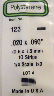 EVERGREEN #123 STYRENE STRIPS .020 X .060 (10 ea) | eBay