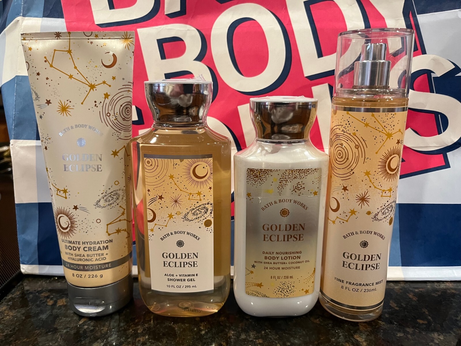 Bath & Body Works GOLDEN ECLIPSE Mist Body Cream Lotion Shower Gel Set of 4 NEW | eBay