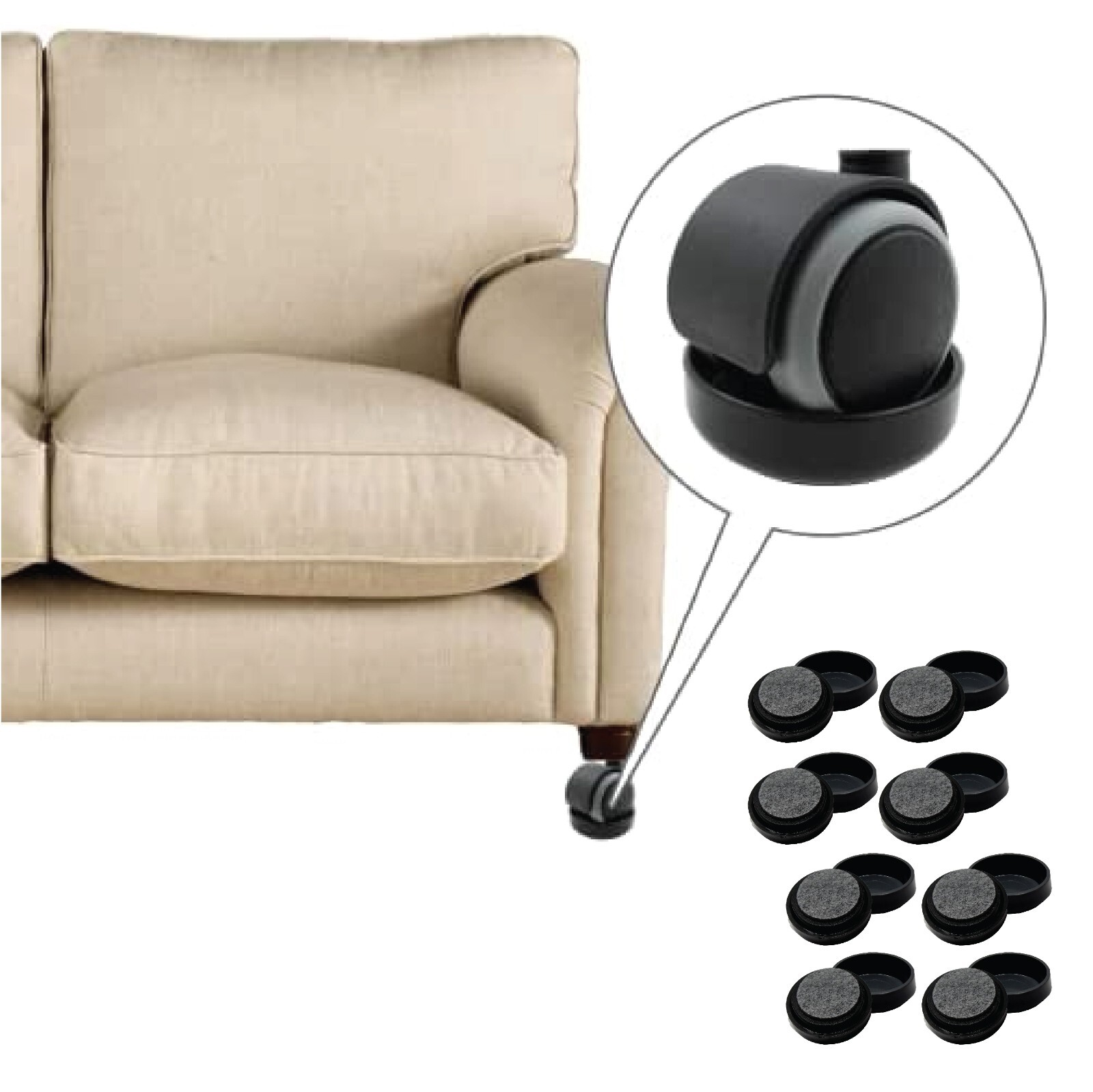 16 x THICK RUBBER CASTOR CUPS FLOOR PROTECTOR Furniture Carpet/Wood ...