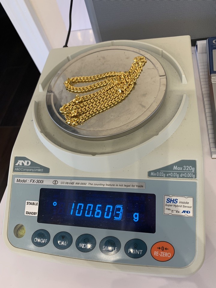 9999 24k Gold Solid Round Cuban Link Chain 100 Gram 22 Inches Custom ...