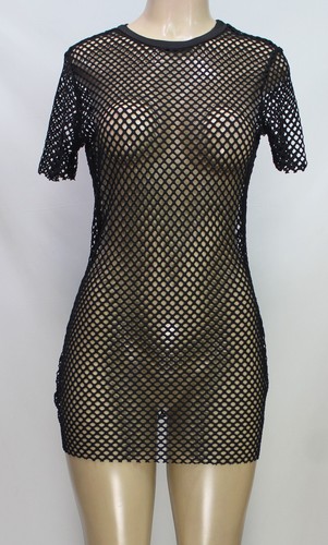 Women's Swimwear Sheer Mesh Cover Up Dress Stretch Black Size XL | eBay