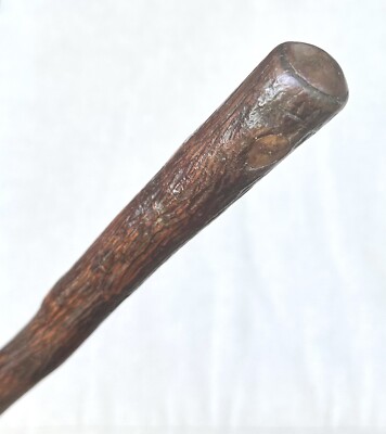Vintage Antique Fat Knobby Wood Brass Tip Swagger Knob Walking Stick ...