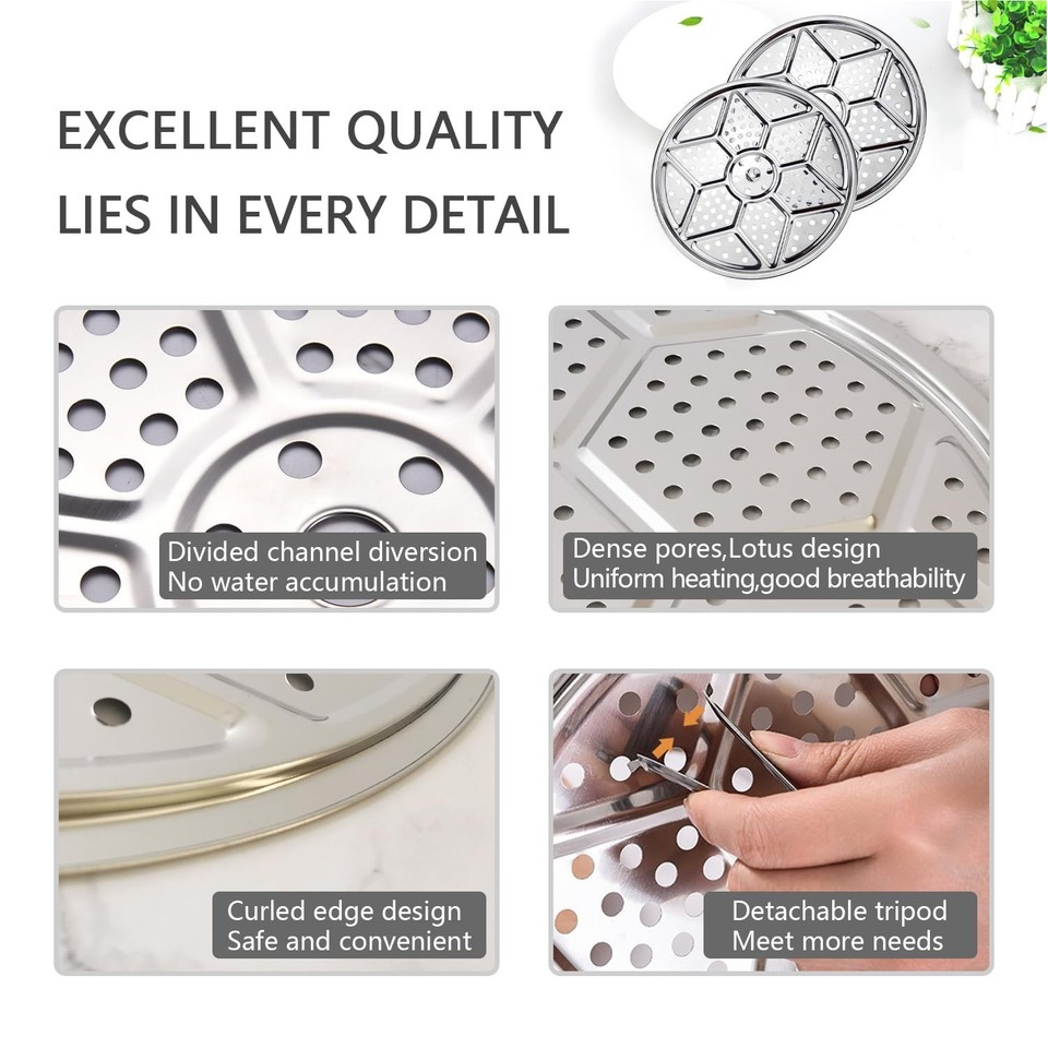 ICSTM Steamer Rack,Round Stainless Steel Steaming Rack Steam Tray with ...