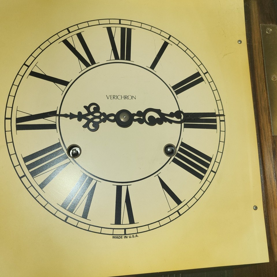 Vintage Brown Wooden Verichron Chiming Wall Large Clock No Key | eBay