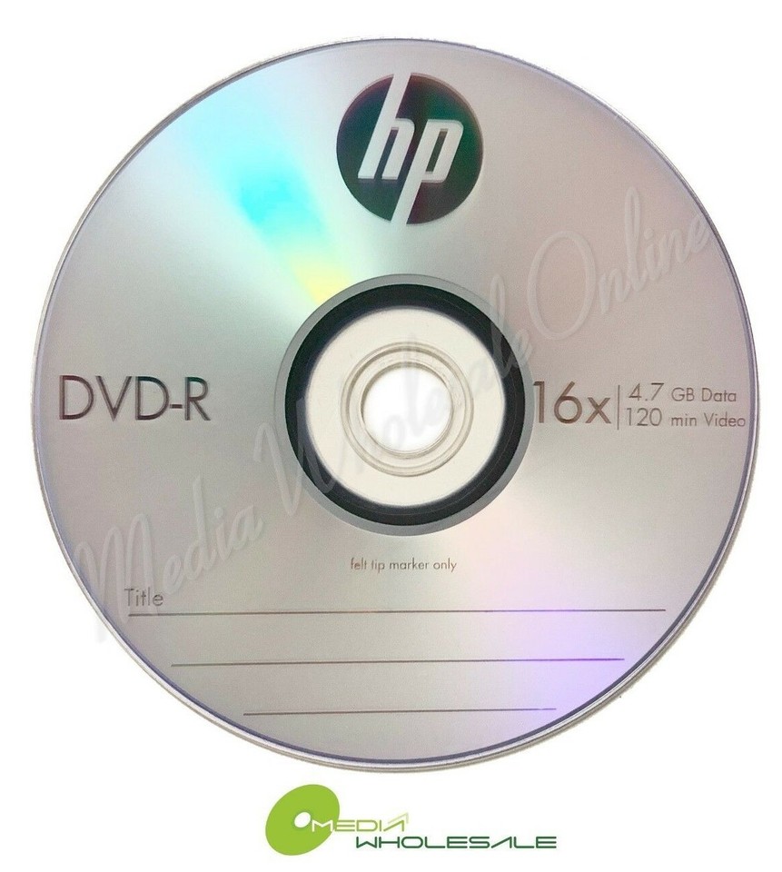 HP Blank DVD-R DVDR 16X Logo Branded 4.7GB Recordable Disc / LOT = 50 ...