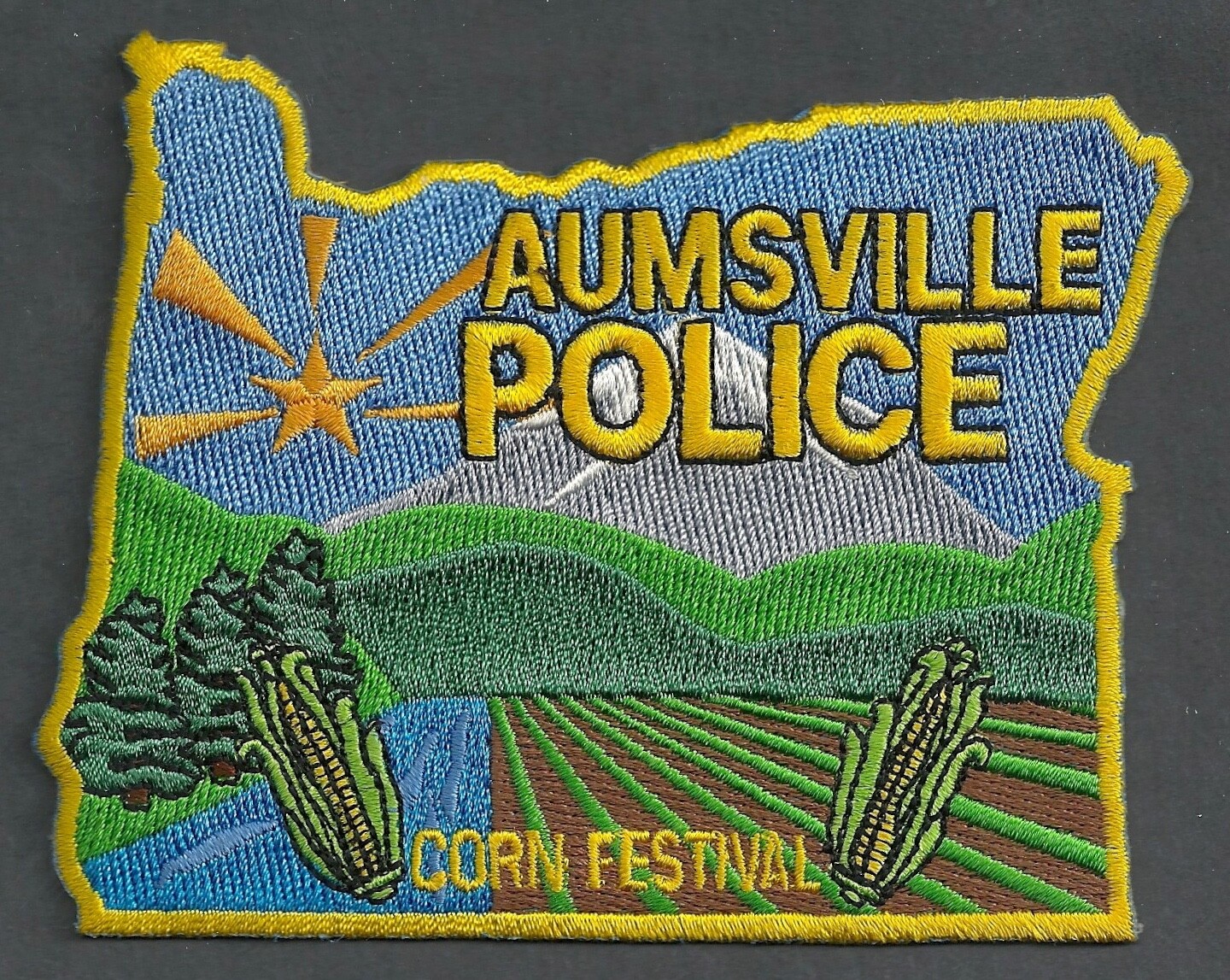 AUMSVILLE OREGON POLICE SHOULDER PATCH STATE SHAPED | eBay
