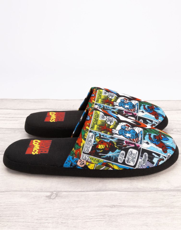 Marvel Black Character All-Over Print Mule Slippers (Mens) | eBay