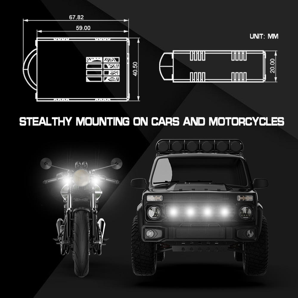 LED Headlight Bumper Projector Lens Driving Car Grille Lights Motor ...
