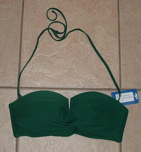 NEW NWT Green Sz 10 Beach Pool Removeable Straps Padded Halter Bikini ...