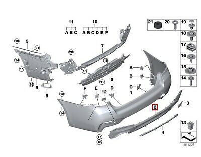 2017-2020 BMW 5 Series G30 M Sport Rear Bumper Bottom Trim Panel ...