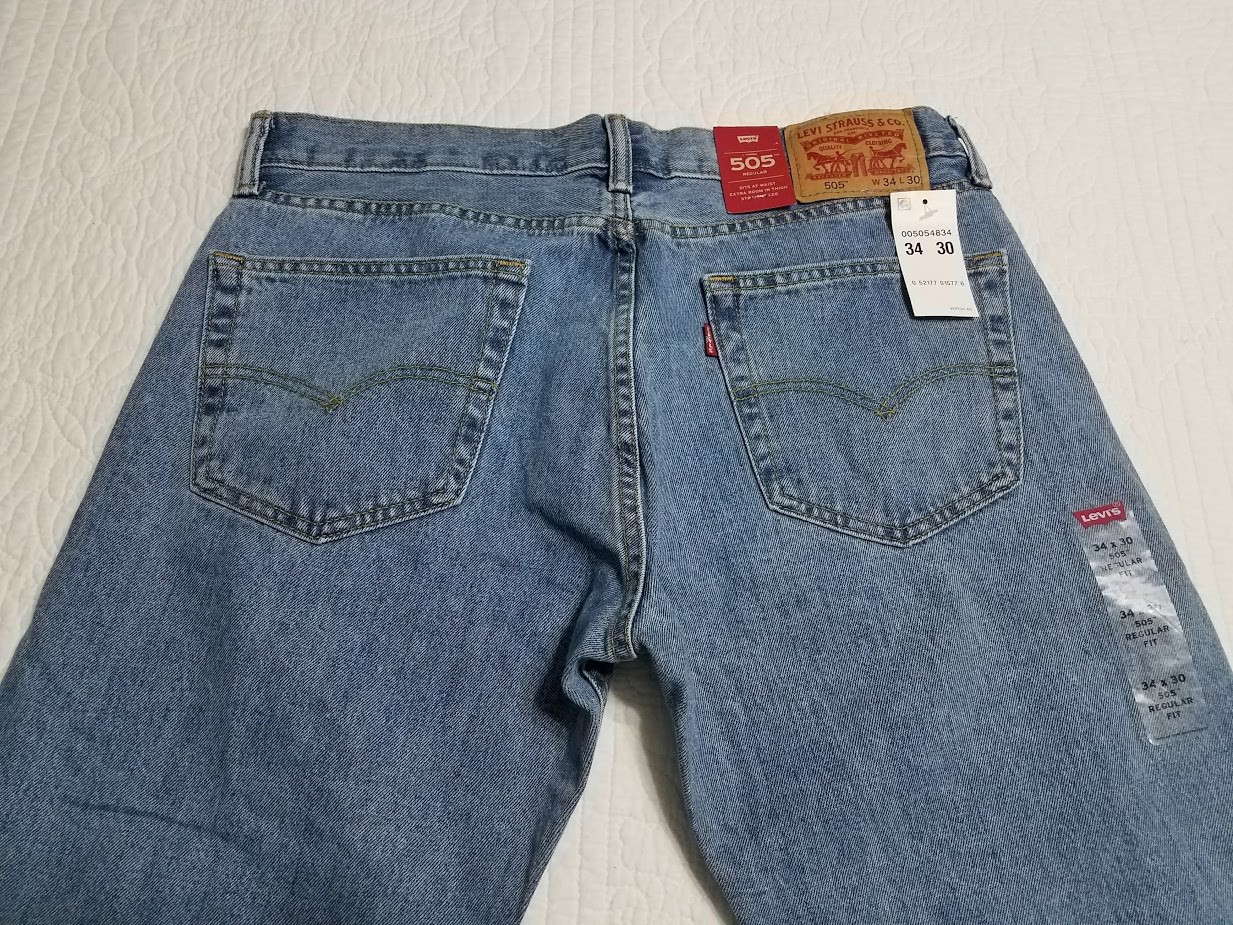 NEW LEVIS MENS 505 REGULAR FIT STRAIGHT LEG DENIM BLUE JEANS 005054834 ...