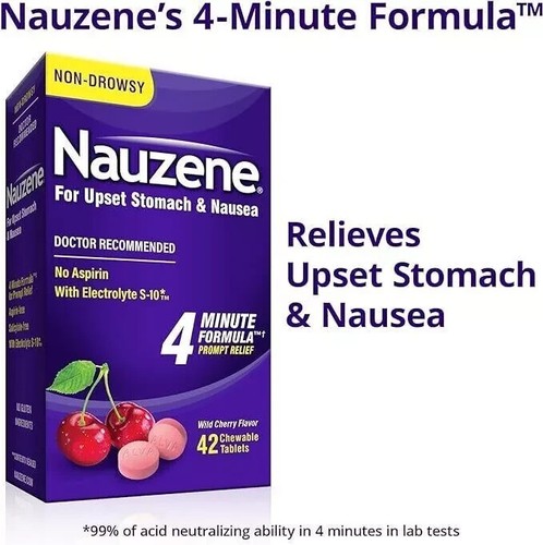 Nauzene Nausea & Upset Stomach Relief Chewable Tablets Wild Cherry ...