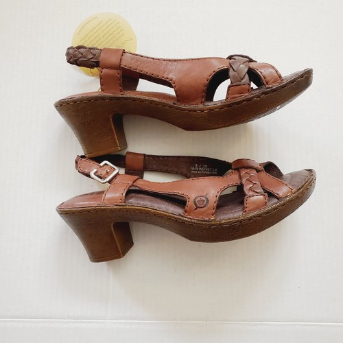 Born Enga Leather Woven Heeled Sandal Sz 8 | eBay