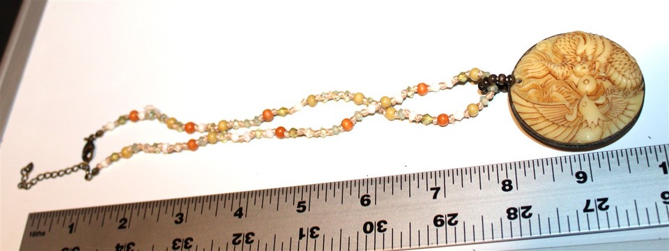 Fabulous asian netsuke look beaded pendant Necklace Lot# 484 | eBay