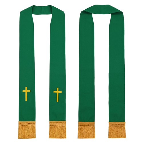 Christian Clergy Priest Green Stole Pastor Stole Golden Cross ...