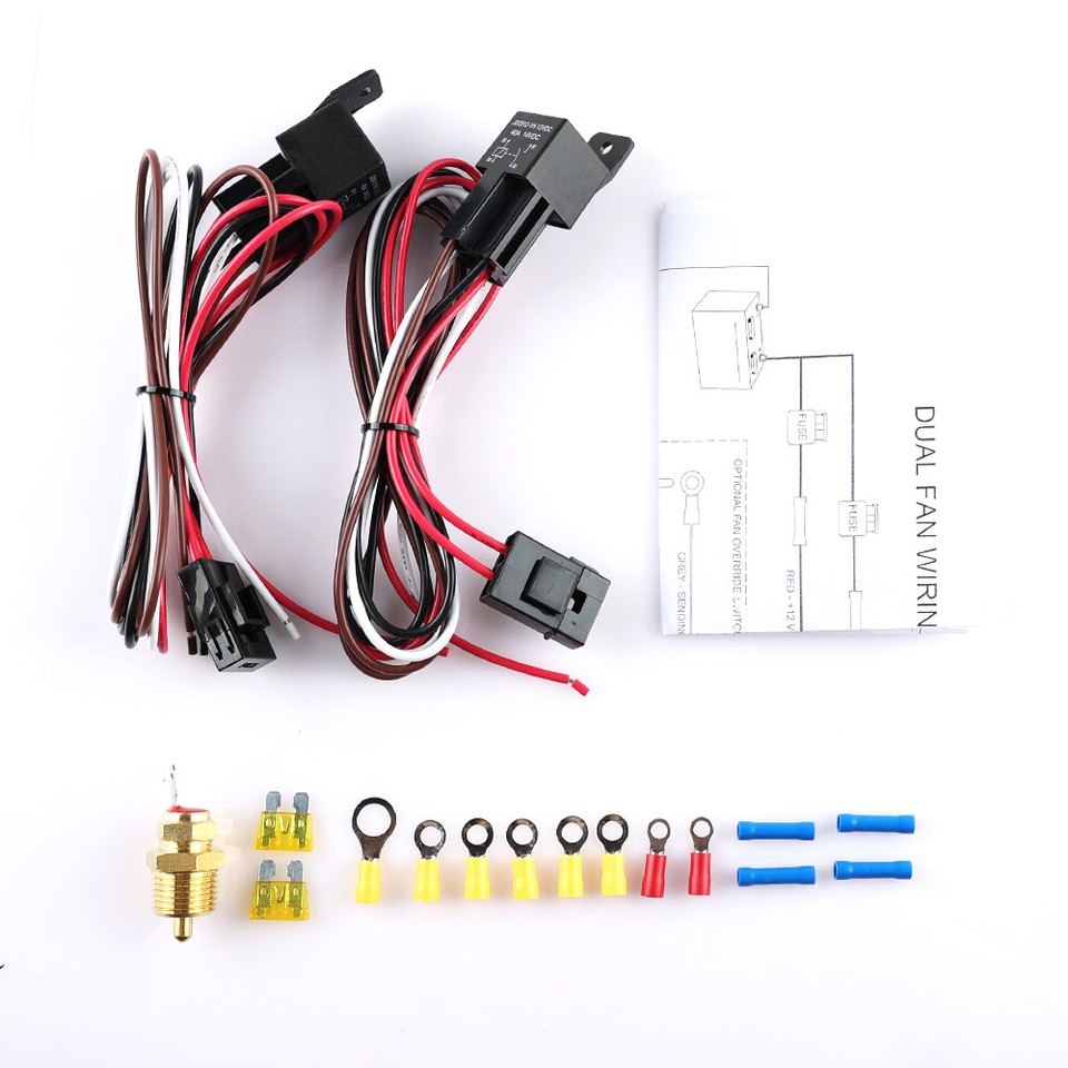 Dual Electric Fan Relay Wiring Kit with Thermostatic Sensor Switch ...