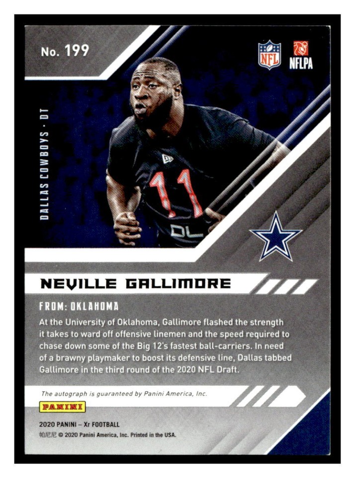 NEVILLE GALLIMORE 2020 PANINI XR AUTOGRAPH /199 AUTO | eBay