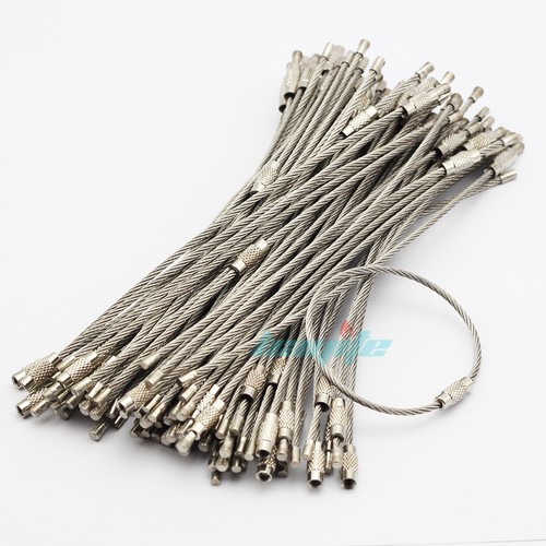 Wholesale 100PCS 6" Stainless Steel Wire Cable Keychain Key Chains ...