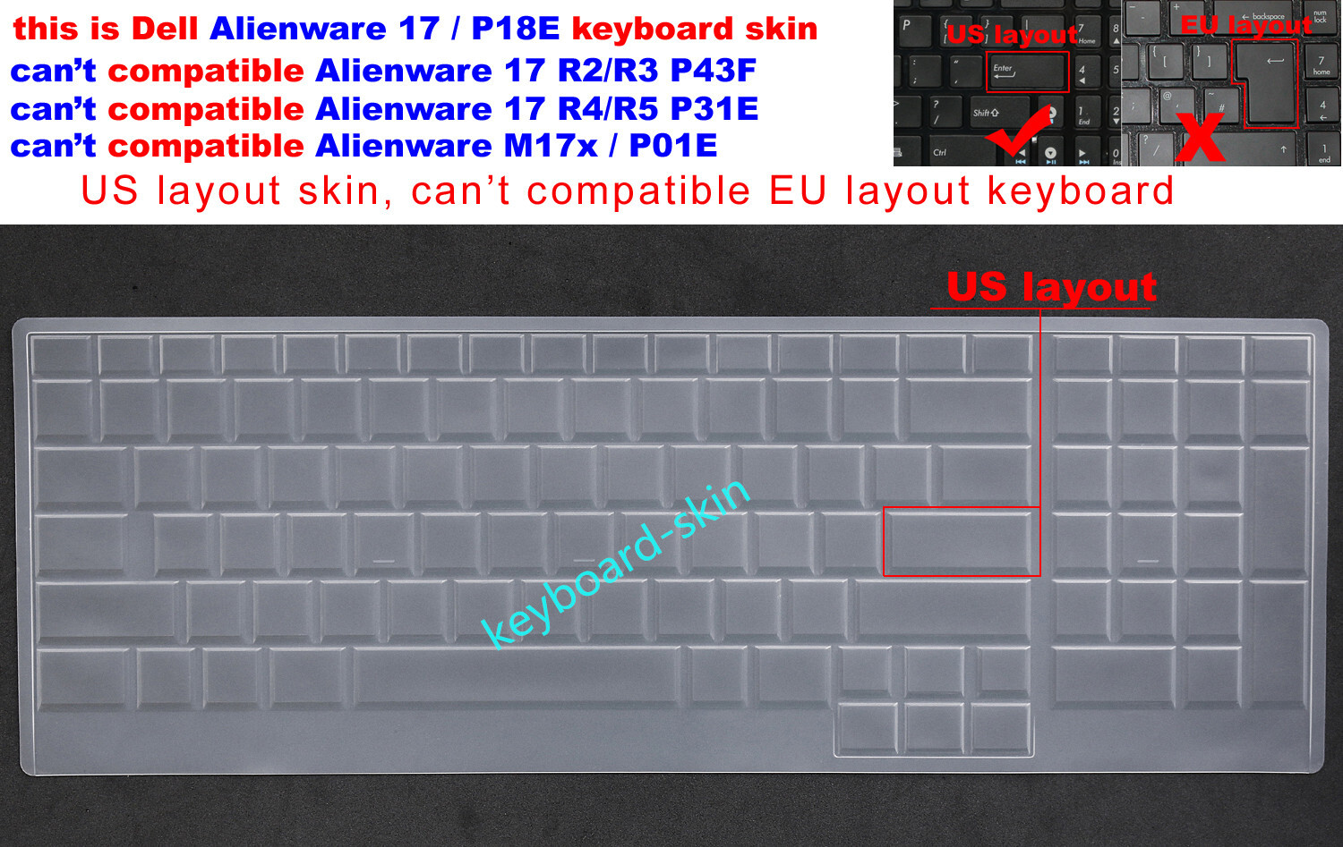 Keyboard Protector Skin Cover for Dell Alienware 17 P18E (unfit ...