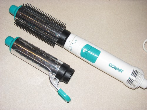 (green) CONAIR JUMBO 1 1/2" HOT AIR HOT CURLING IRON BRUSH COMBO -soft ...