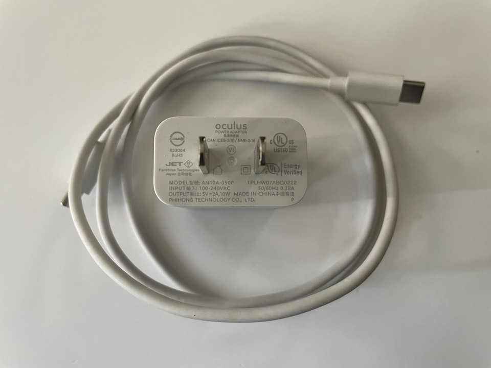 Genuine Oculus Quest 2 VR Power Adapter Charger With Cable | eBay