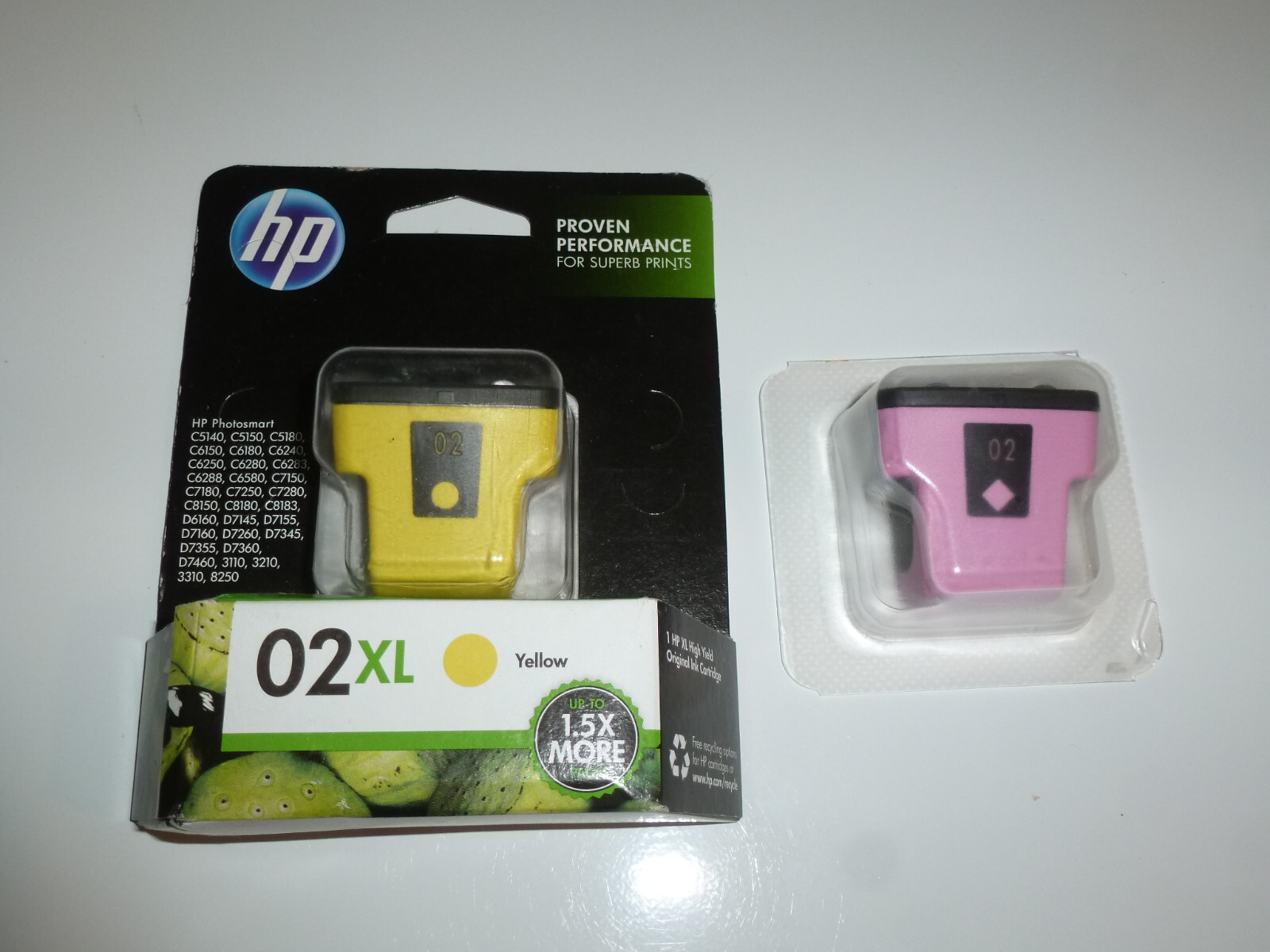2 HP 02XL 02 XL-Yellow OEM Ink C8732WN Exp 09/2019 & Lt Magenta HP ...