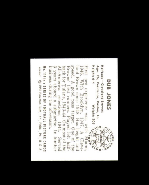 1950 Bowman - #117 Dub Jones (RC) for sale online | eBay