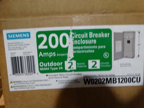 SIEMENS 200 AMP WITH MAIN CIRCUIT BREAKER ENCLOSURE OUTDOOR ...