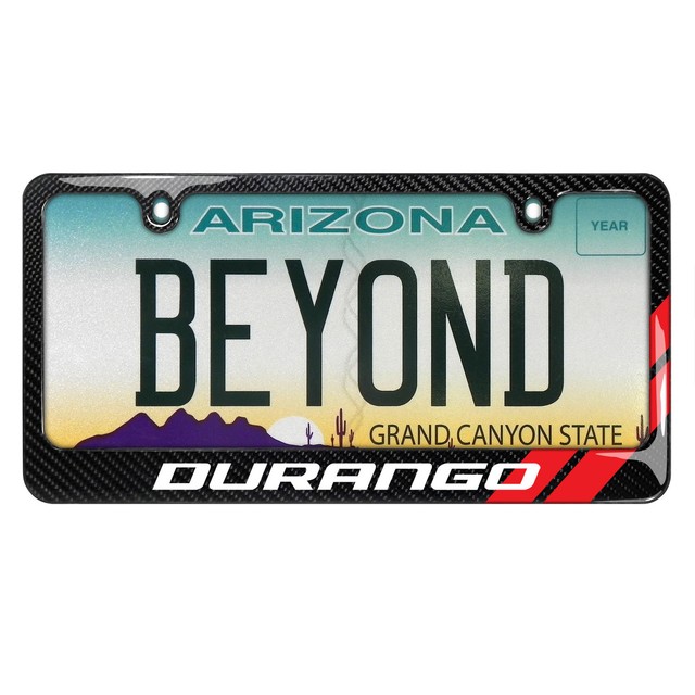 Dodge Durango Red Stripe Black Carbon Fiber License Plate Frame for ...