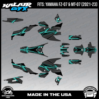 Graphics Kit for YAMAHA FZ-07 MT-07 (2021-2023) Shred - Teal | eBay
