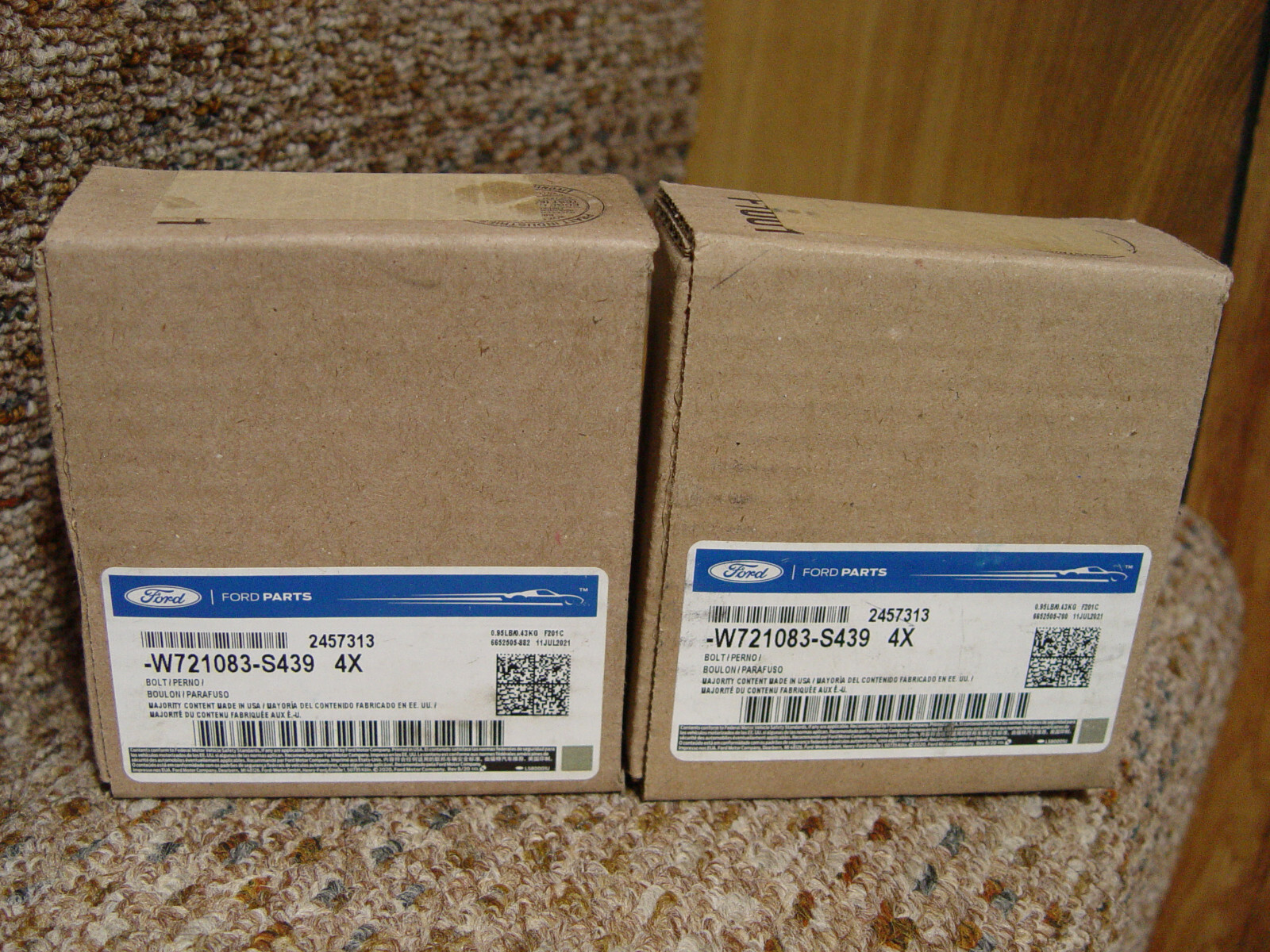 TWO OEM Ford Sealed Boxes (8 Bolts Total) W721083-S439 Trans. Mount ...