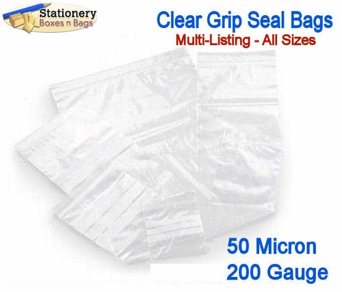 Grip Seal Zip Lock Bags - 200g / 50 micron - CLEAR Polythene Plastic ...