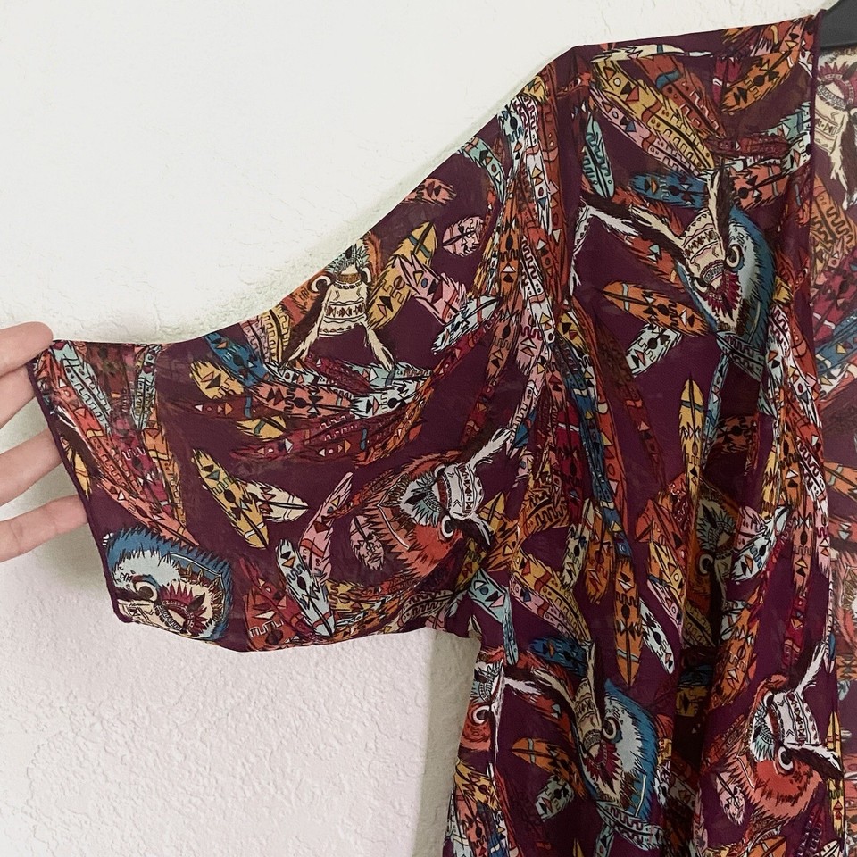 LuLaRoe Women's Shirley Kimono Sheer Cover Up S Native American Print ...