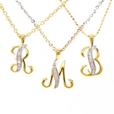 Letters M pendant 9k gold 0.7 gram Natural Diamond 0.03 carat | eBay